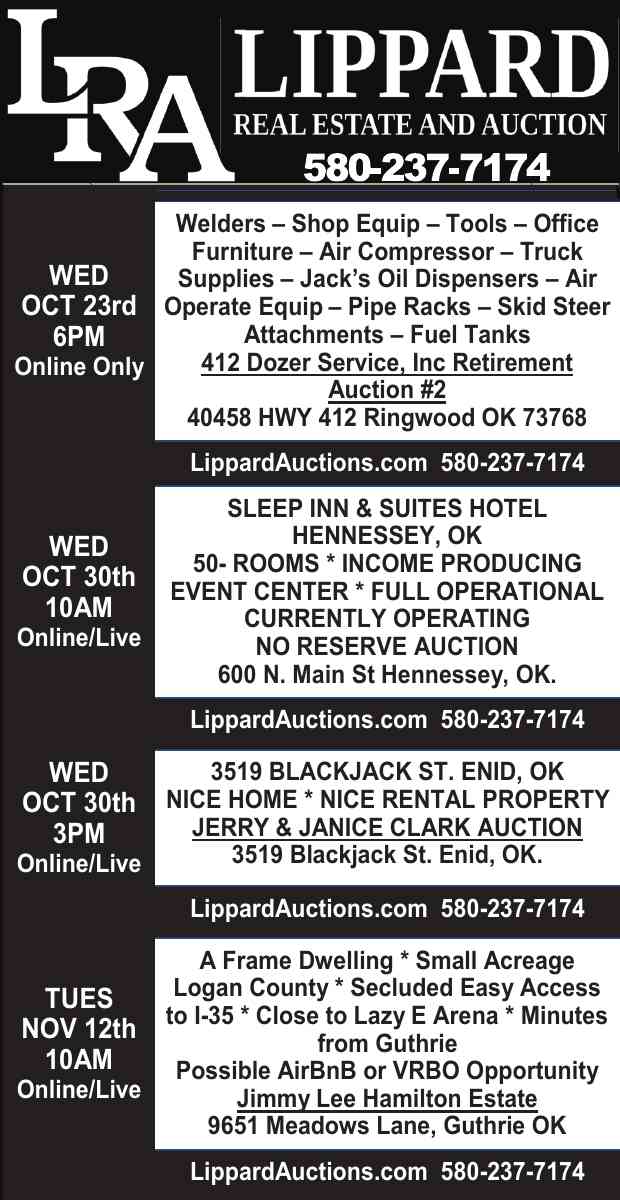 The Penny News Classifieds: Auctions - Lippard Auction Calendar ...